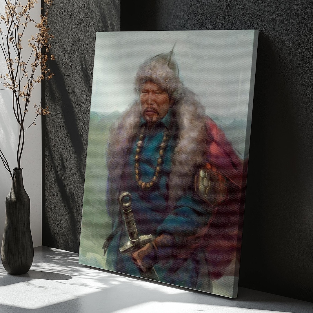 Genghis Khan Mongol Army Commander Oil Painting Decorative Canvas Print ...