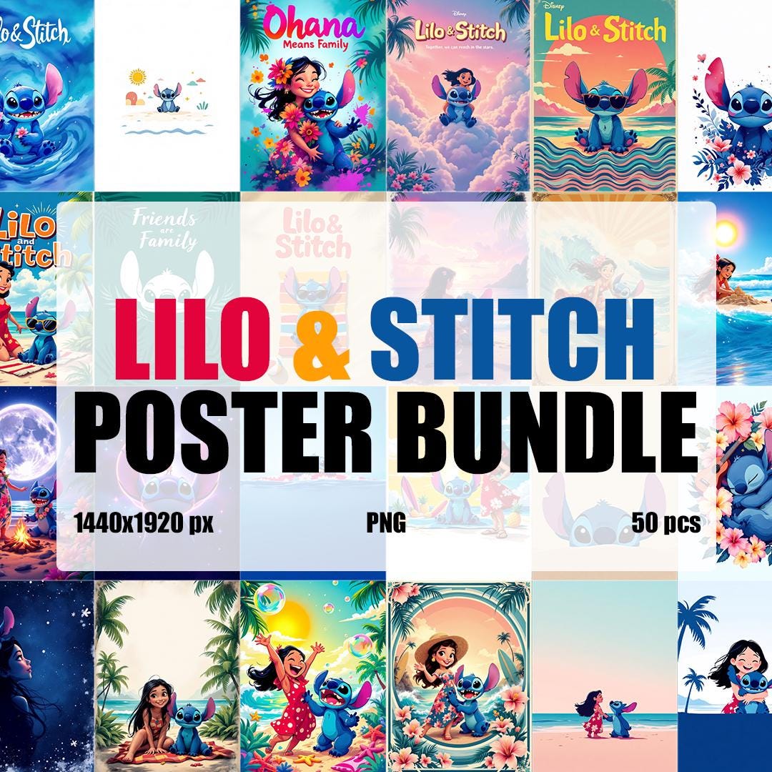 Lilo & Stitch Digital Art Bundle, 50 Posters in Retro, Pop Art ...
