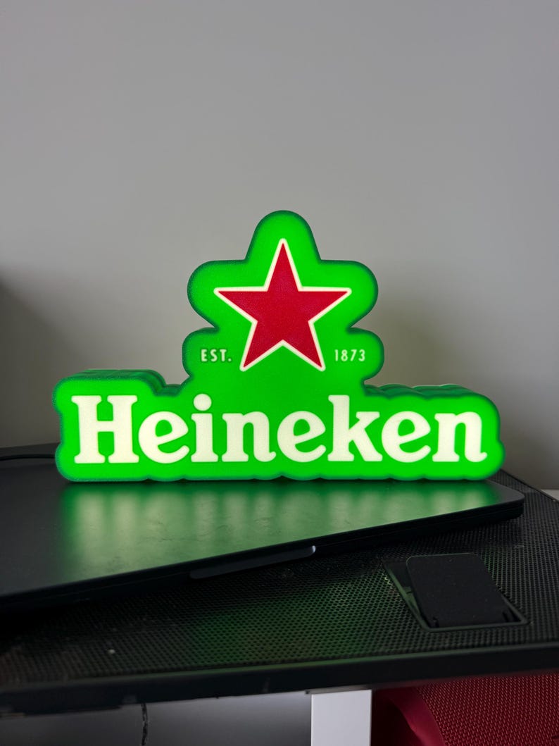 Heineken Beer Sign 3D Printed USB LED Heineken Light Box Man-cave or ...