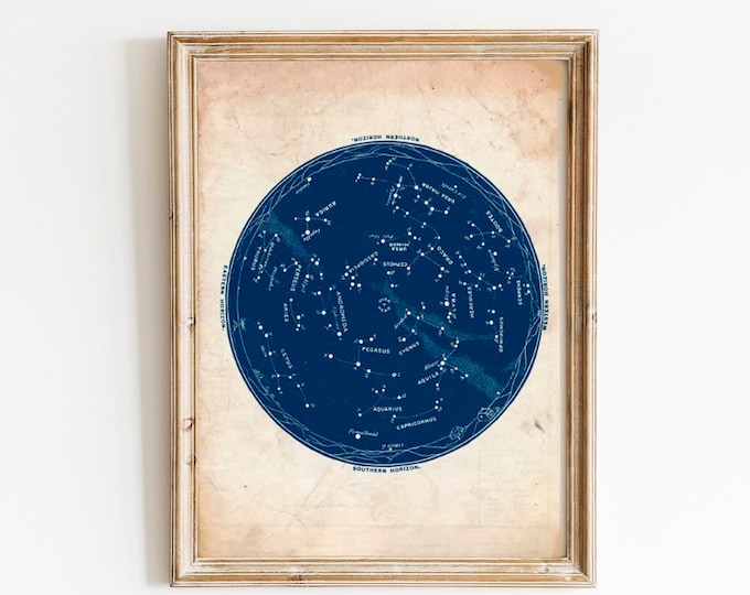 Antique Celestial Map of the Stars Art Print, Corona Borealis ...