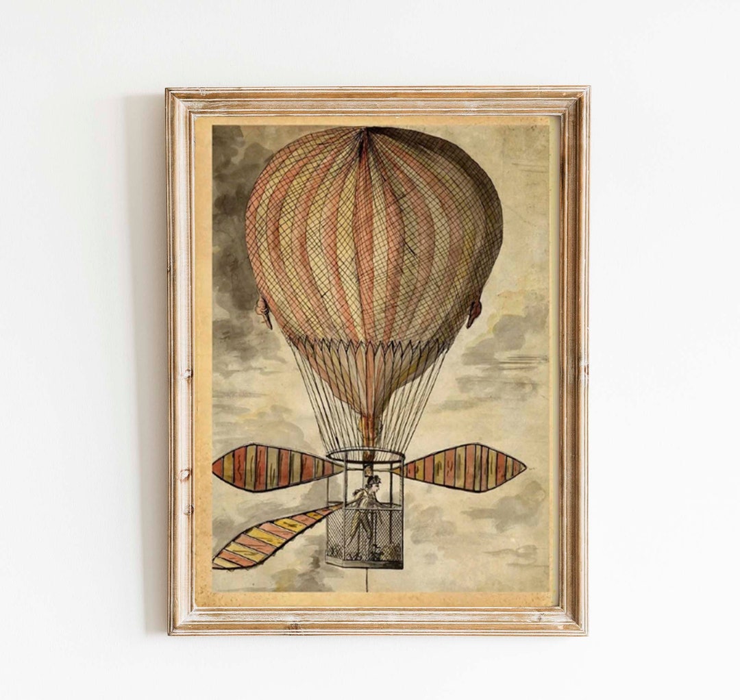 Hot Air Balloon Art Print Steampunk Victorian Antique Print - Etsy