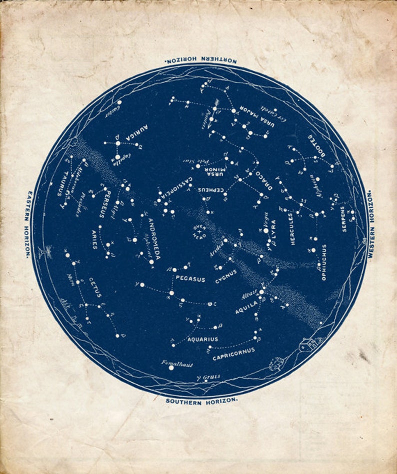 Vintage Constellations Print Celestial Map Outer Space - Etsy