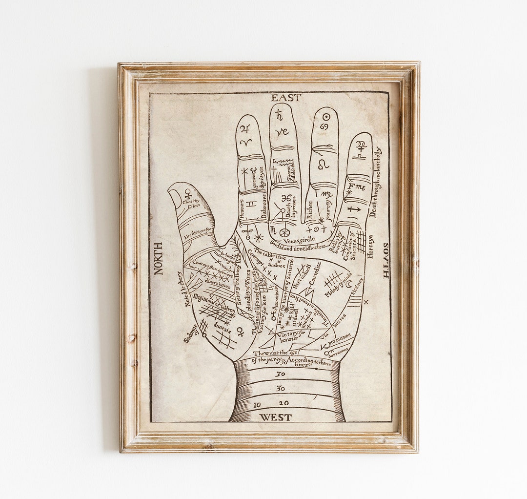 Antique Fortune Teller Hand Print: Vintage Witchy Halloween Decor - Etsy