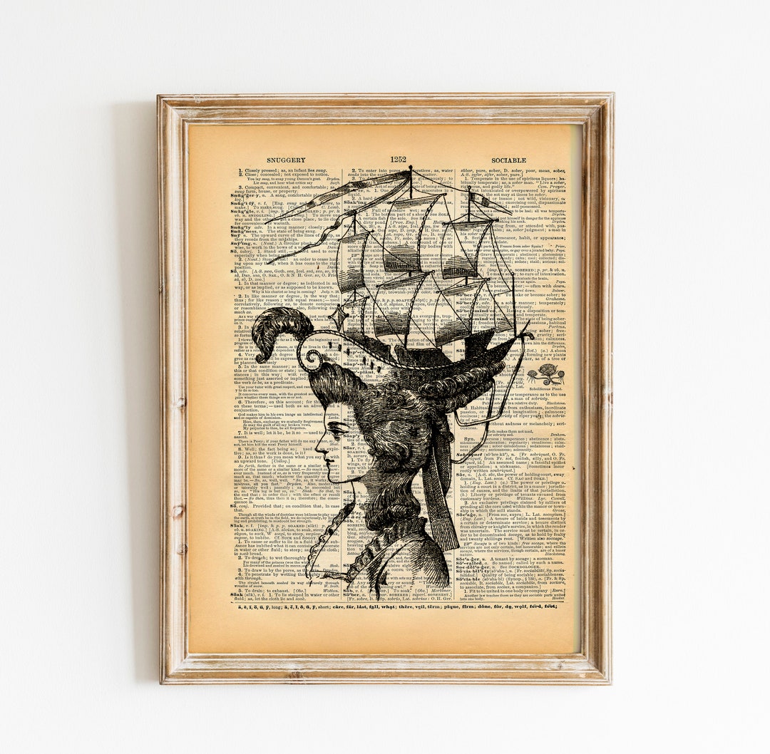 Antique Dictionary Art Print: Surreal Pirate Ship Fashion - Etsy