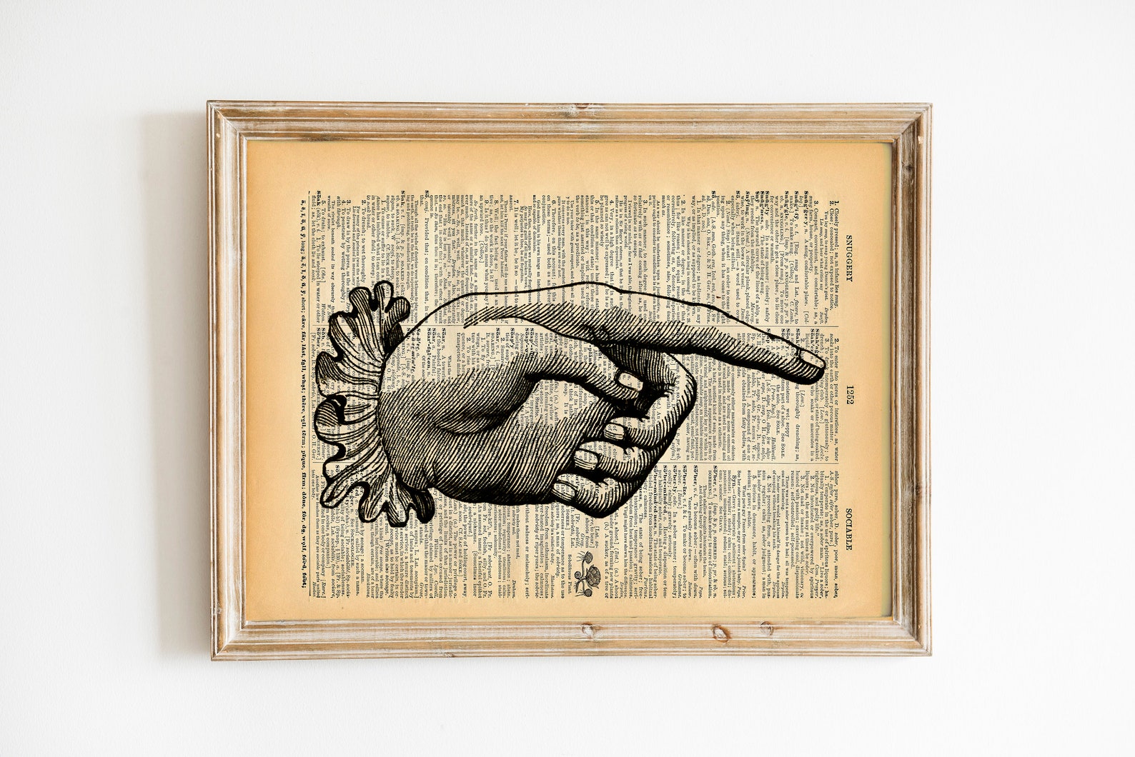 Pointing Finger Vintage Book Art Print Victorian Hand Art - Etsy