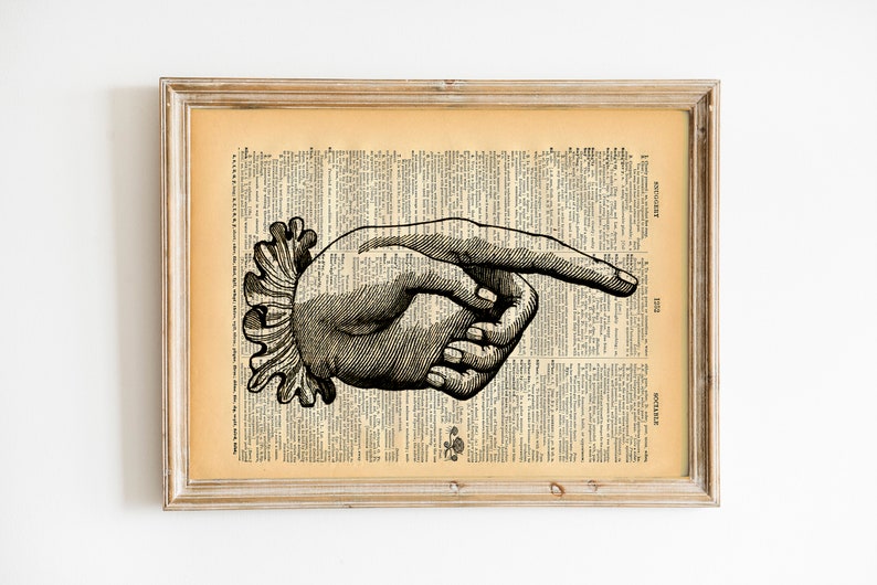 Pointing Finger Vintage Book Art Print Victorian Hand Art - Etsy