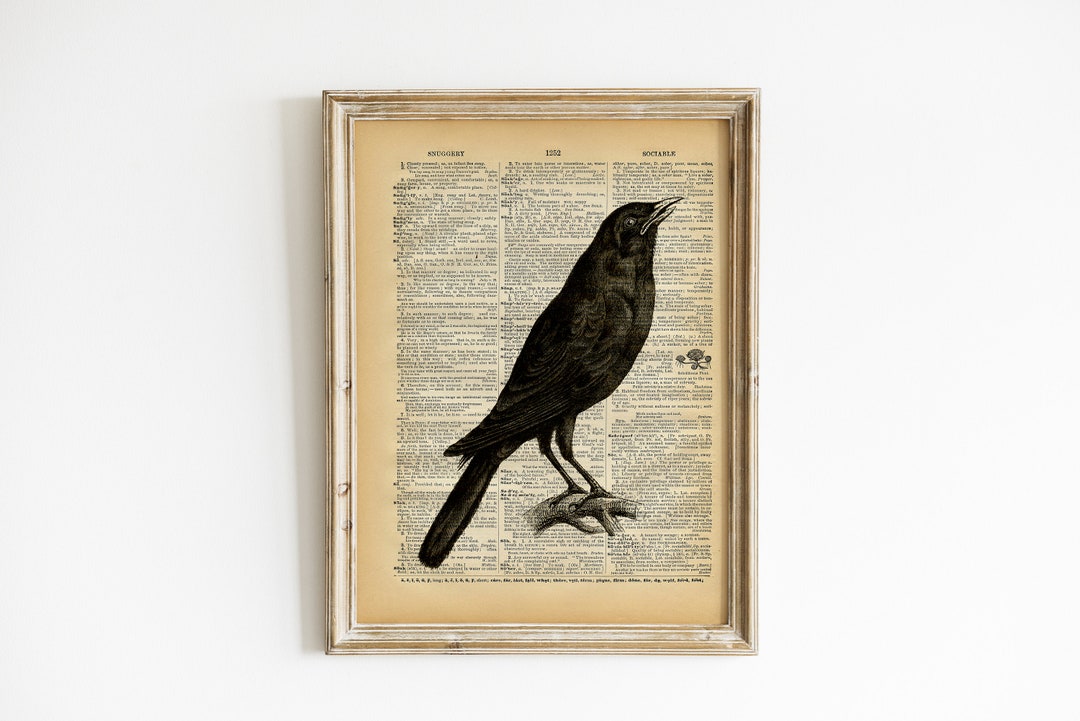 Vintage Book Art - Crow Print - Natural History Bird Art Print ...