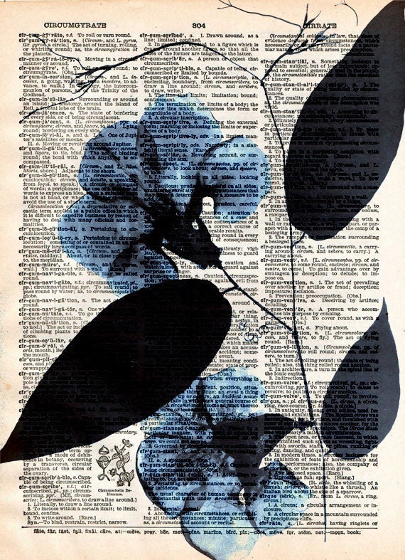 Floral Art Print Vintage Dictionary Print Upcycled Antique | Etsy