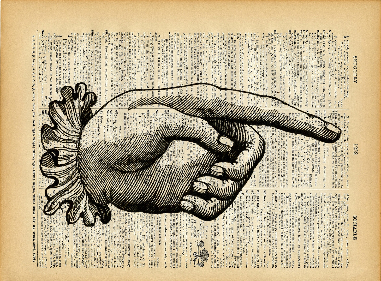 Pointing Finger Vintage Book Art Print Victorian Hand Art - Etsy