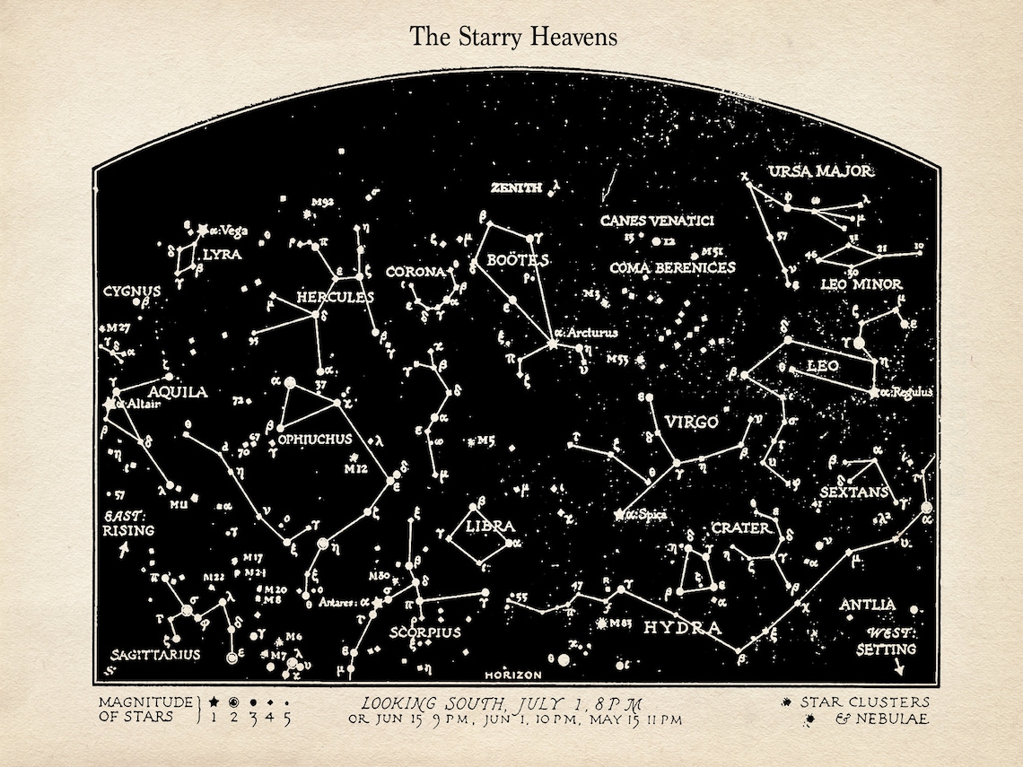 Digital Download Night Sky Stars Art Star Chart Print | Etsy