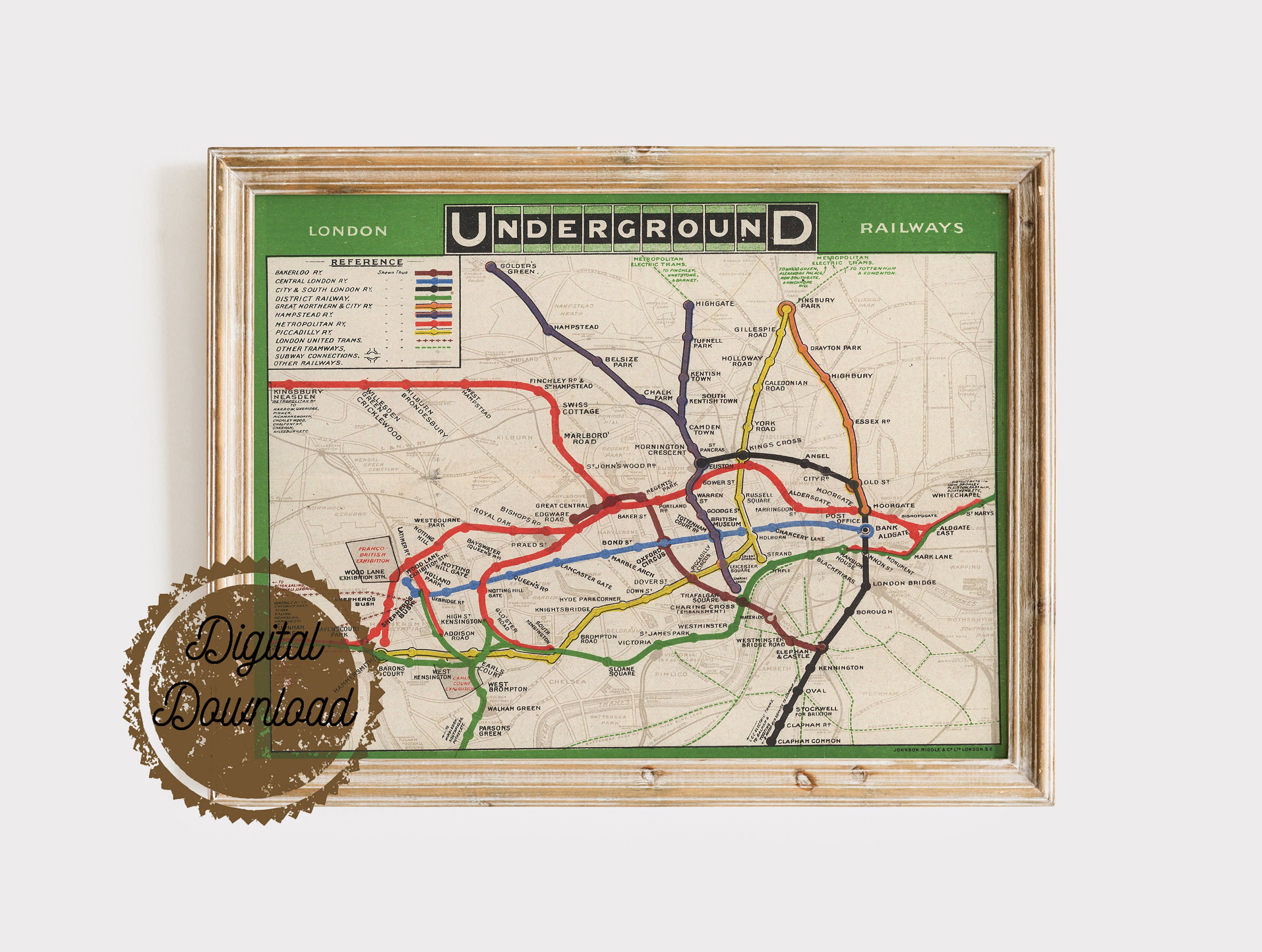 Vintage London Underground Map Digital Download 1908 - Etsy