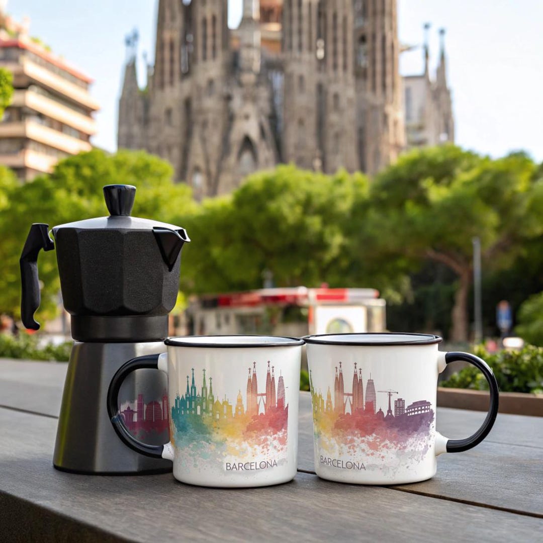 Barcelona Skyline Mug: Colorful Spanish Architecture, 11oz Ceramic - Etsy