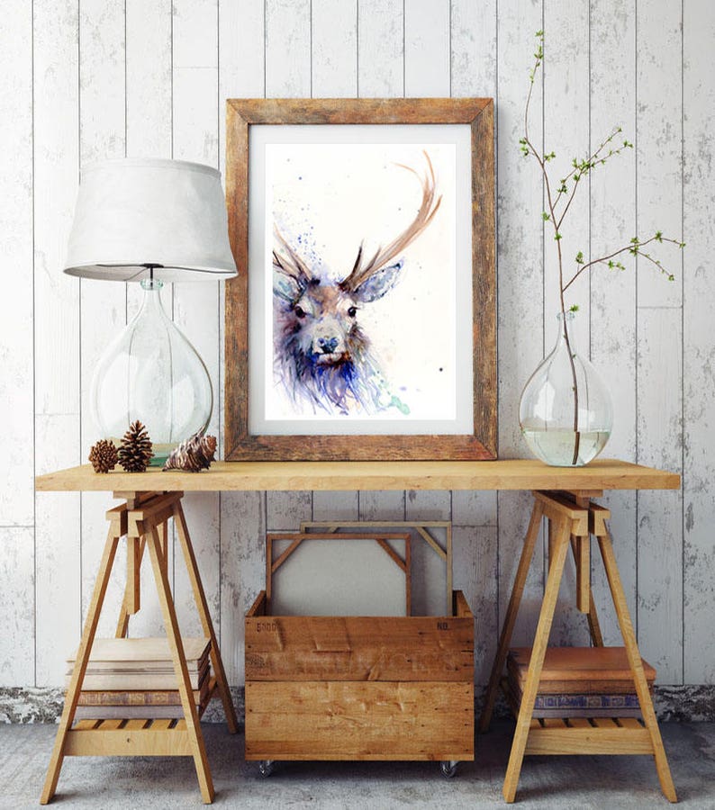 Stag print stag art stags wall artlimited edition print | Etsy