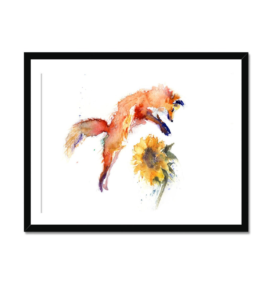Fox and Sunflower Print, LIMITED Edition , Home Decor, Nursery Art ...