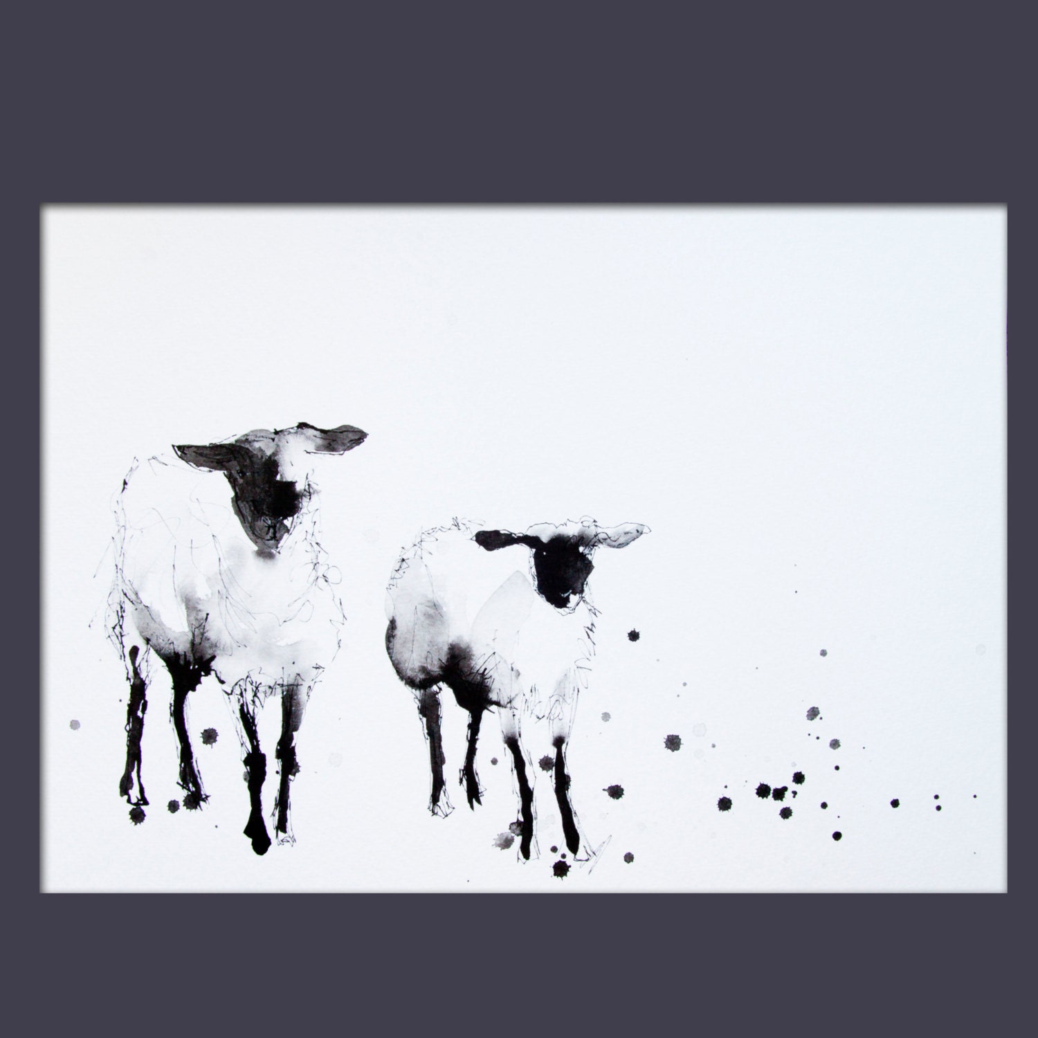 LIMITED Edition Print 0f Painting Ink Drawing SHEEP 1230wall - Etsy
