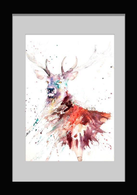 Stag print stag art stags wall artlimited edition print | Etsy