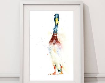 Runner Duck Print Limited Edition ref:3162 Watercolour | Etsy