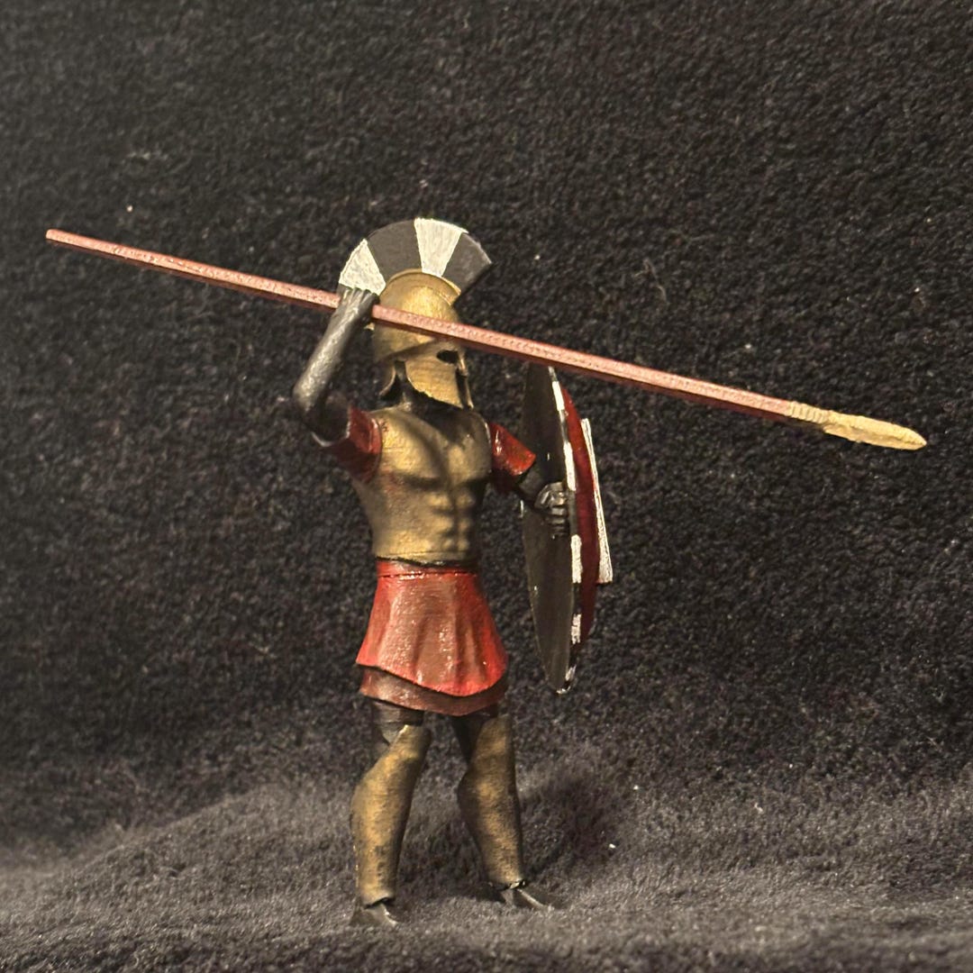 Spartan Warrior With Corinthian Helmet, Ornate Striped Crest, Shield ...