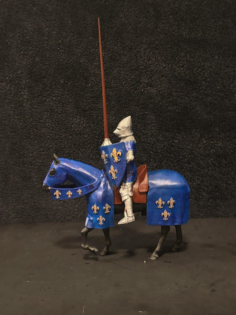 14th Century French Mounted Knight Figure, Horse, Lance, and Shield - 1 ...