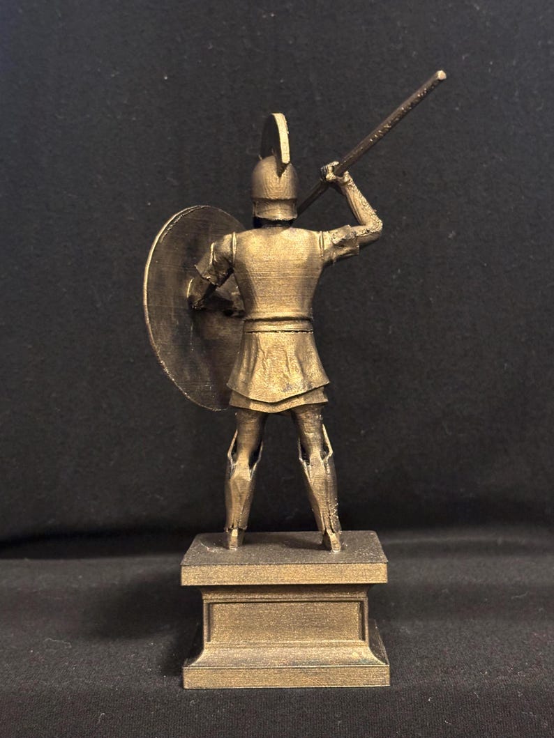 Spartan Warrior Statue With Corinthian Helmet, Spear and Shield, Muscle ...
