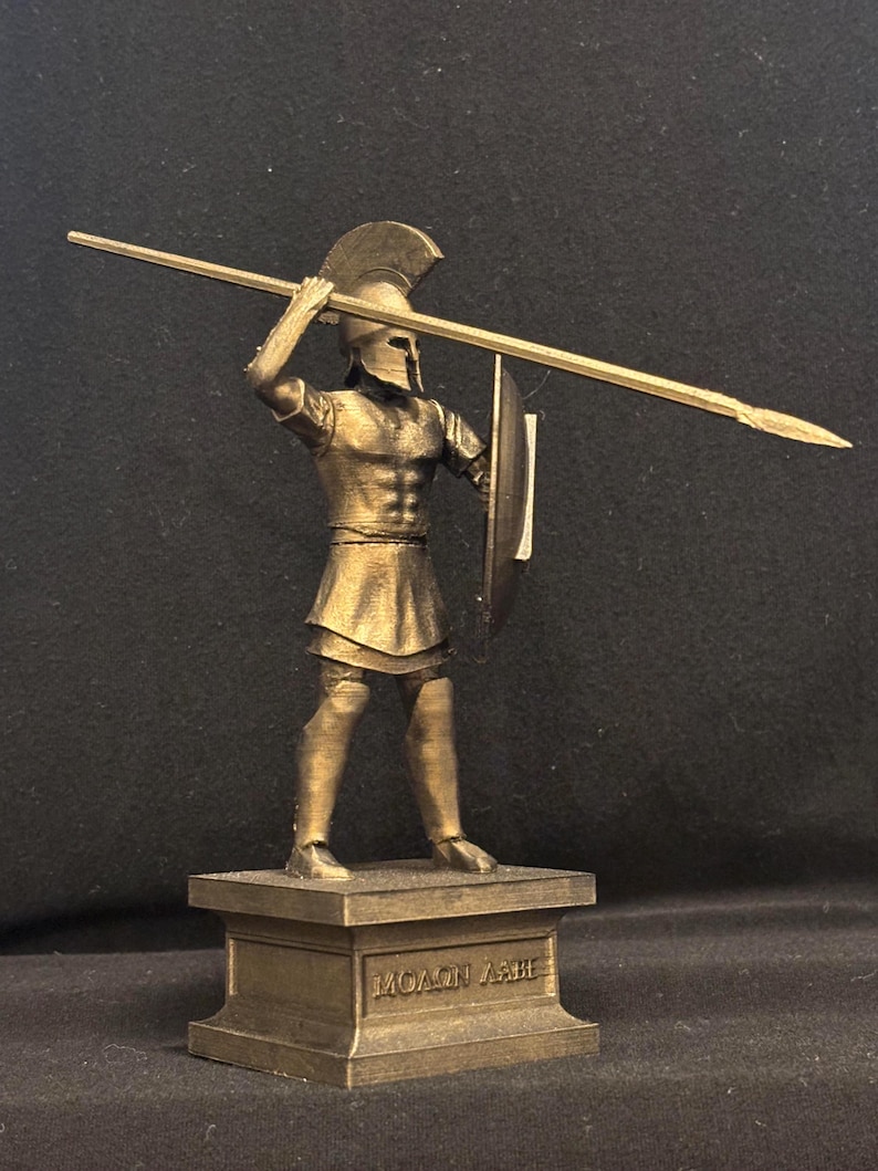 Spartan Warrior Statue With Corinthian Helmet, Spear and Shield, Muscle ...