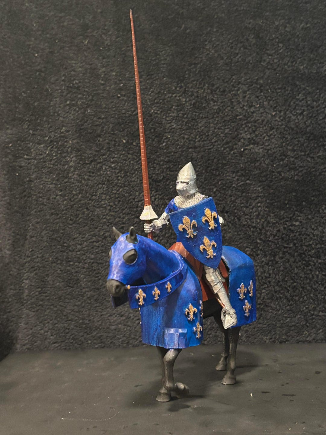 14th Century French Mounted Knight Figure, Horse, Lance, and Shield - 1 ...