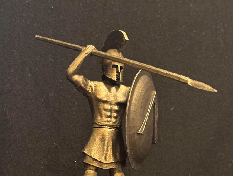 Spartan Warrior Statue With Corinthian Helmet, Spear and Shield, Muscle ...