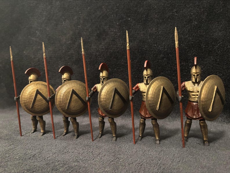Spartan Warrior Phalanx: Hand-painted Greek Hoplite Figures (90mm) - Etsy