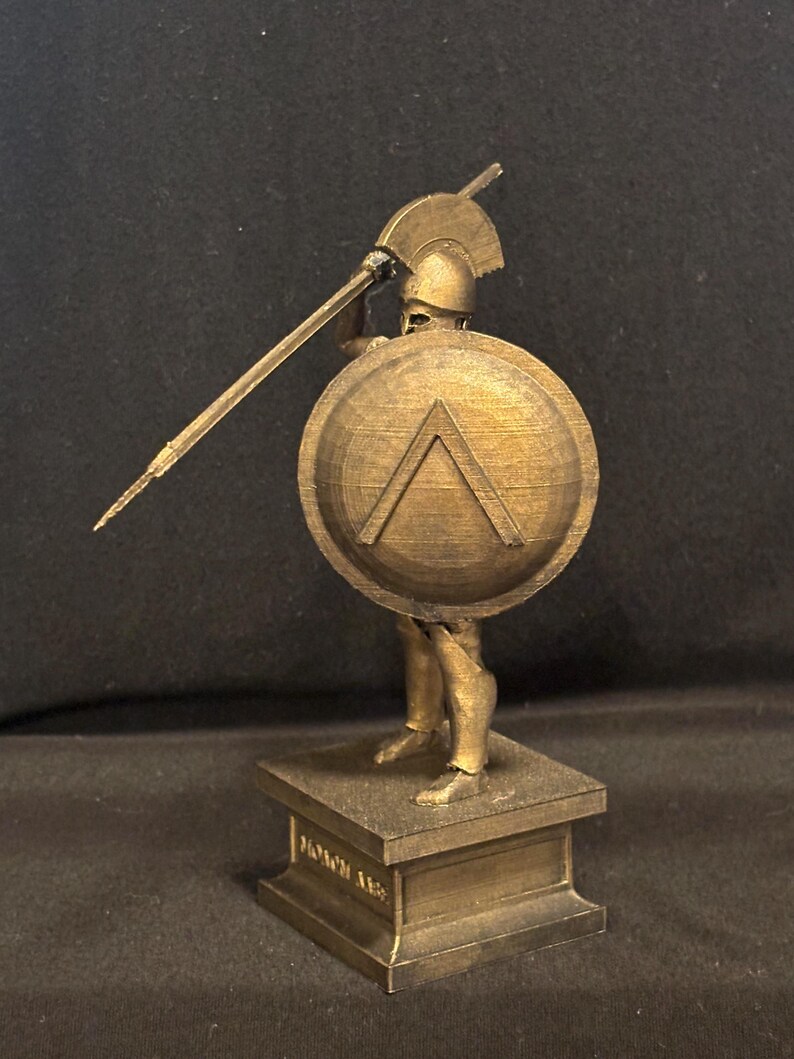 Spartan Warrior Statue With Corinthian Helmet, Spear and Shield, Muscle ...