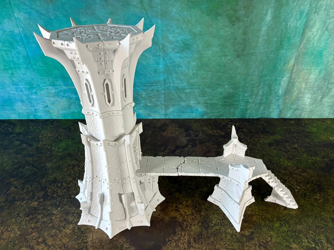 3D Printed Sorcerer's Tower With Bridge: Dnd RPG Tabletop Terrain - Etsy
