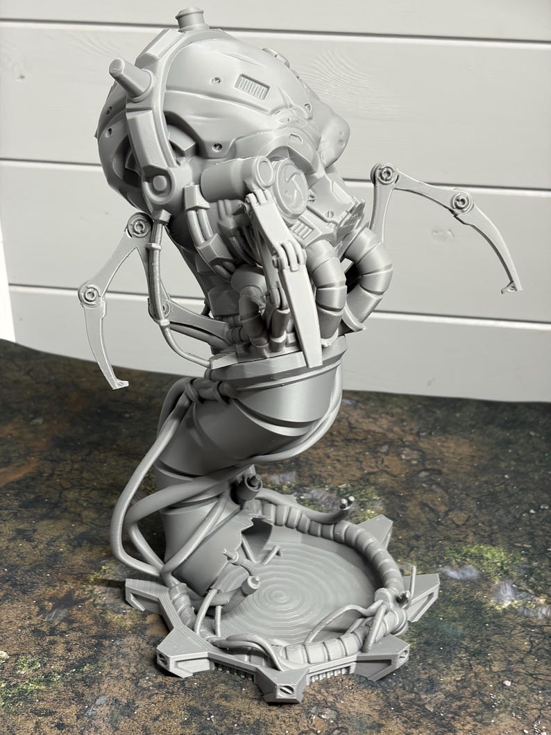 3D Printed Servant Skull Dice Tower - Cyberpunk Martian Priest Machine ...
