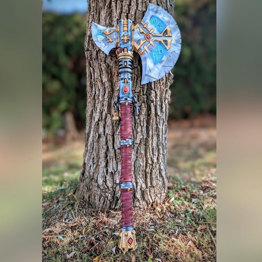 Vargr Steel Space Viking Rune Axe Full Scale 3D Printed Cosplay Weapon ...