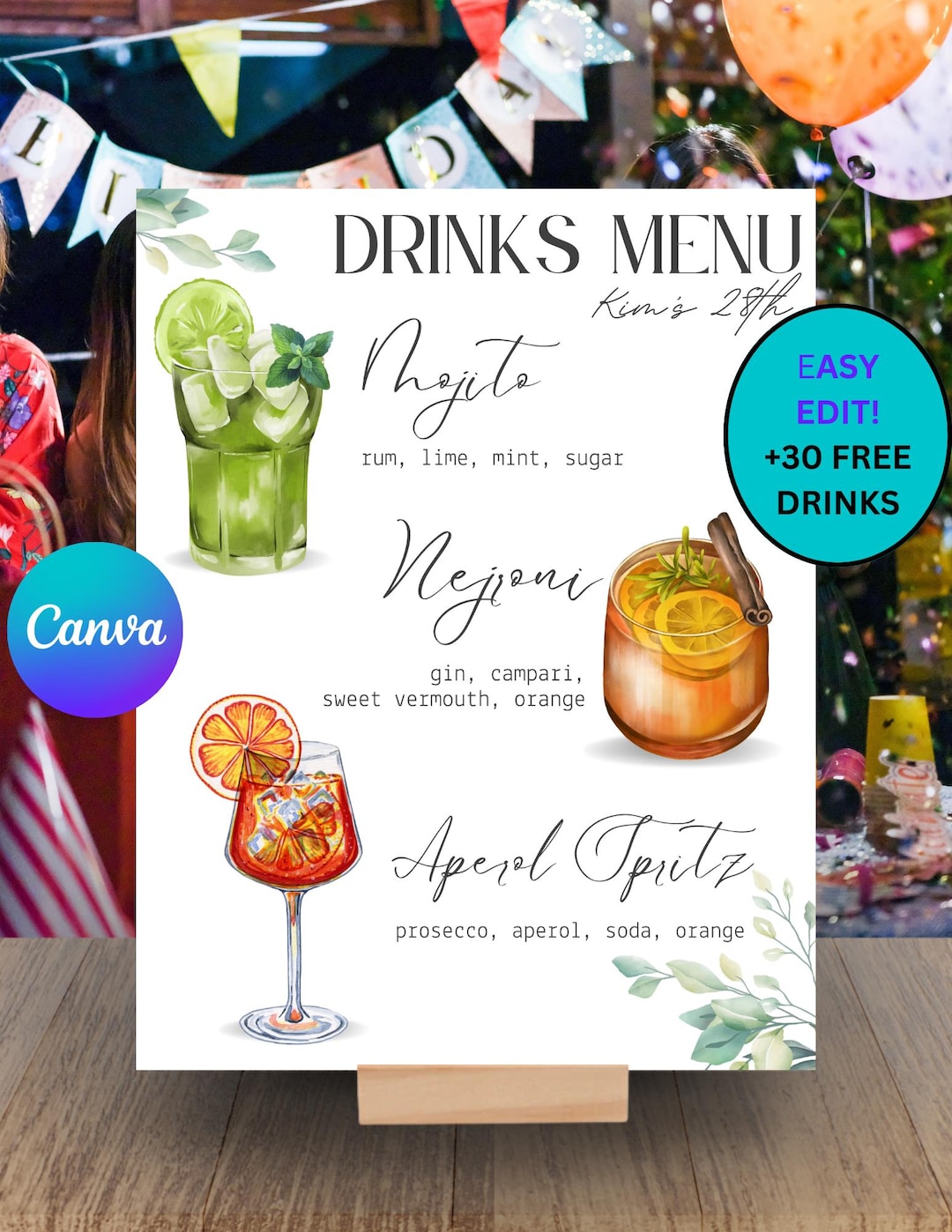 Wedding Bar Menu Template | Editable Signature Cocktail Menu ...