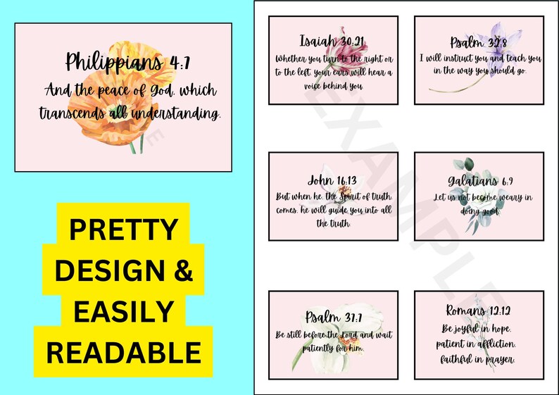 60 Bible Verses Flash Cards Printable Scripture Cutouts Bible Verse ...