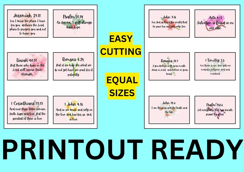 60 Bible Verses Flash Cards Printable Scripture Cutouts Bible Verse ...