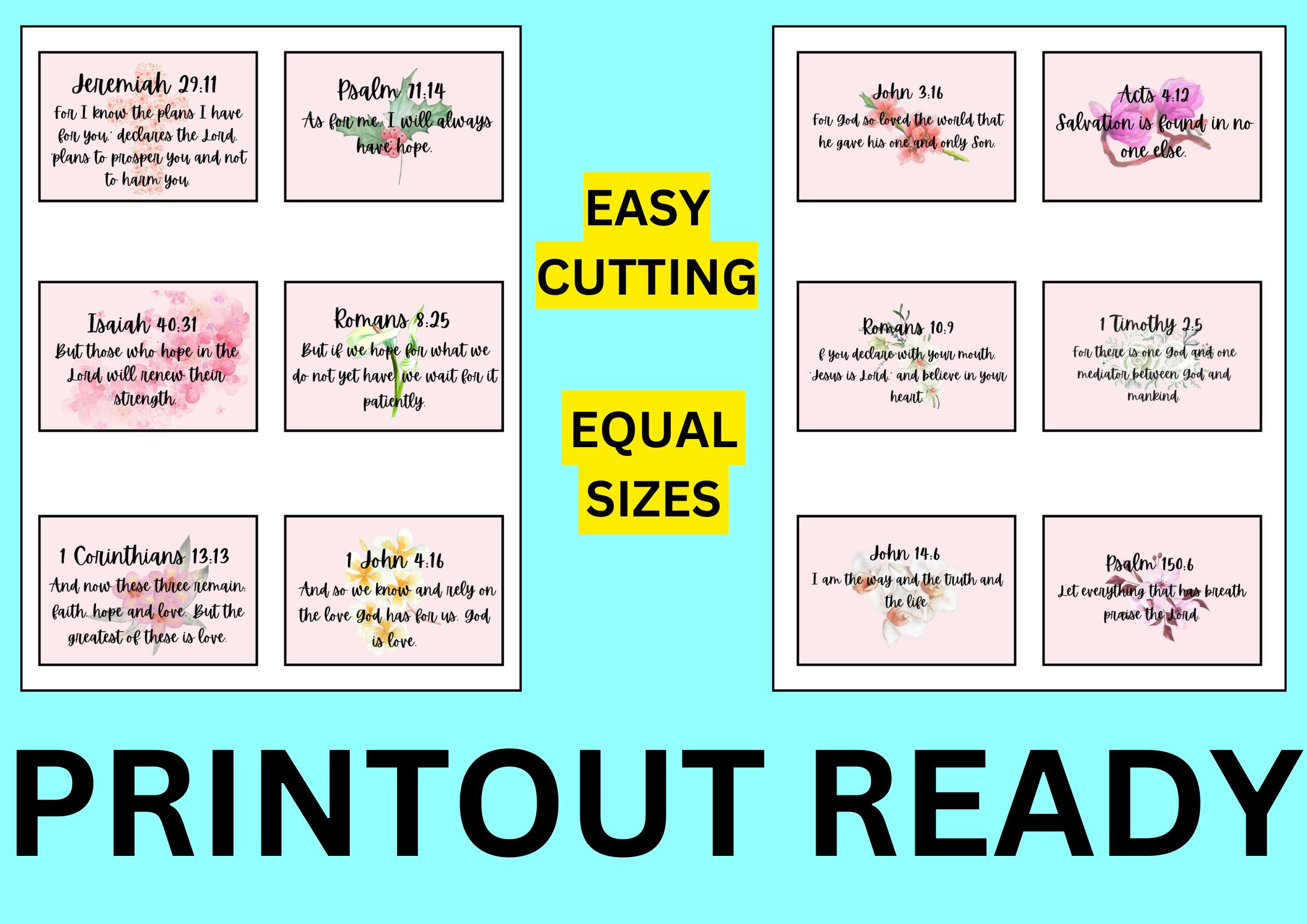 60 Bible Verses Flash Cards Printable Scripture Cutouts Bible Verse ...