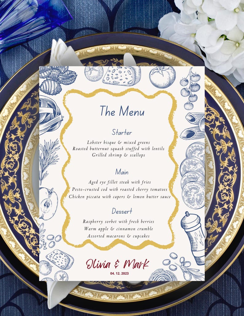 Italian Dinner Menu Template | Beachside Brunch Menu | Editable Dinner ...