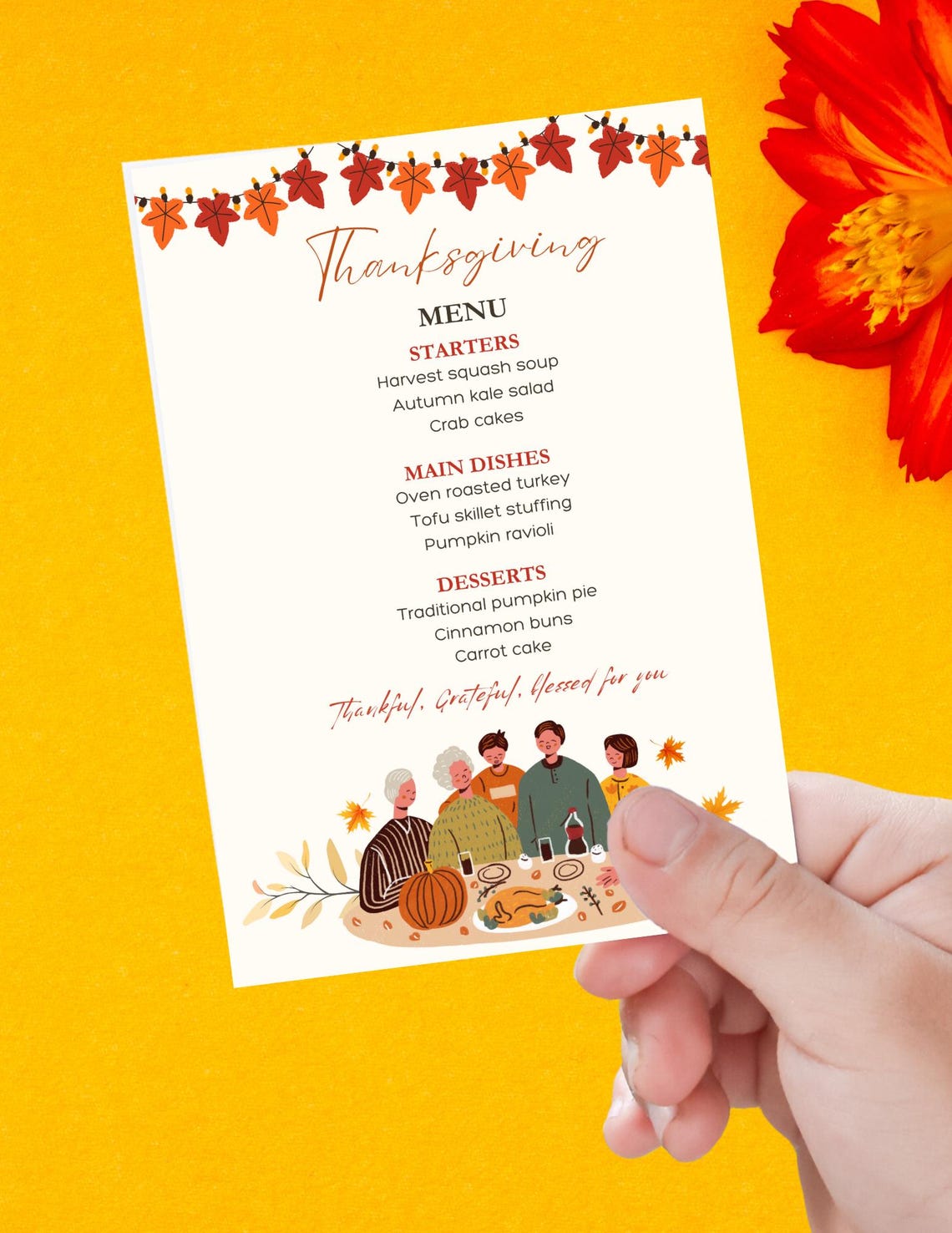 Thanksgiving Dinner Menu Template | Editable & Printable Fall Menu ...