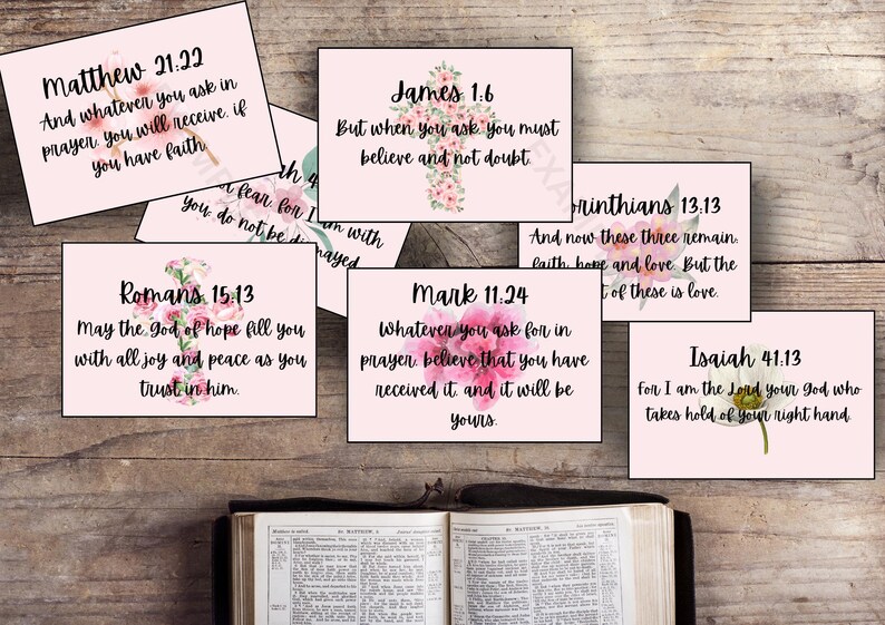 60 Bible Verses Flash Cards Printable Scripture Cutouts Bible Verse ...