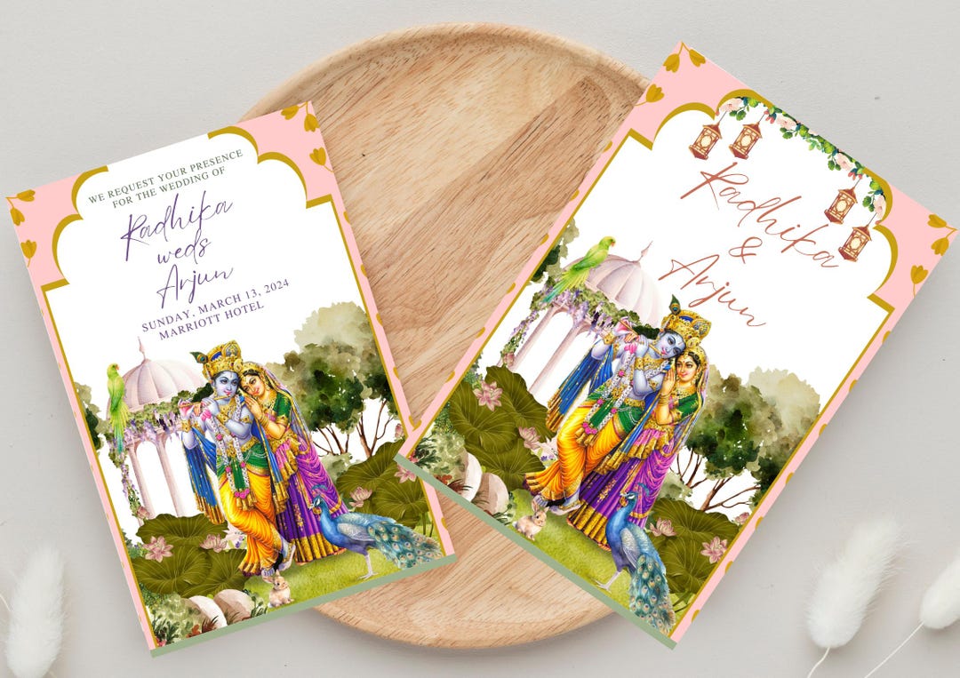 Radha Krishna Indian Wedding Invitation Printable Hindu Wedding Sign ...