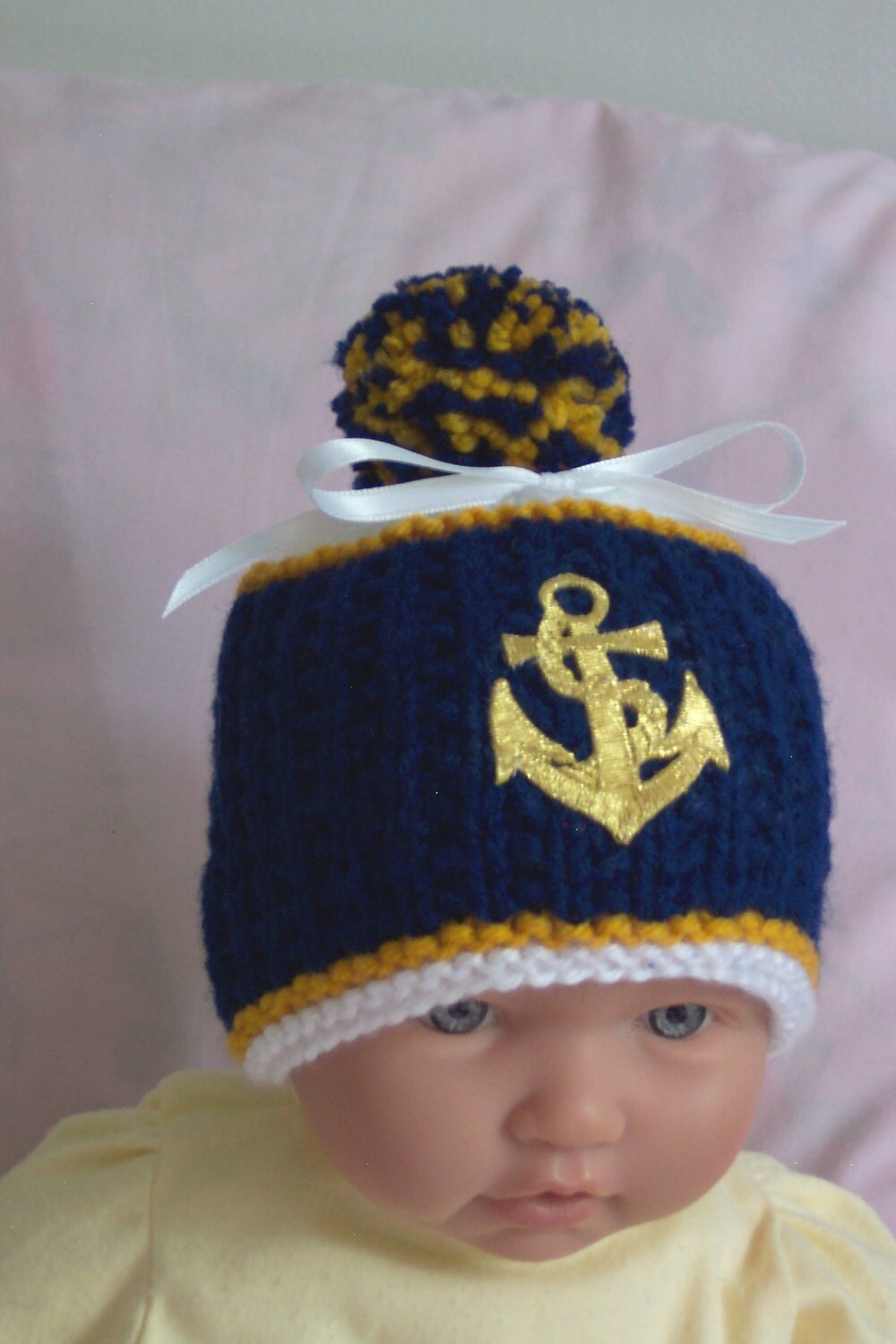 Nautical baby Sailor hat cap beanie 0-12M Sailor baby cute | Etsy