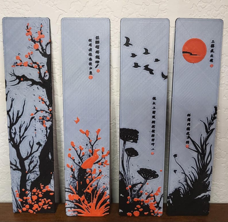 Japanese Blossom Bookmarks (set of 4) - Etsy