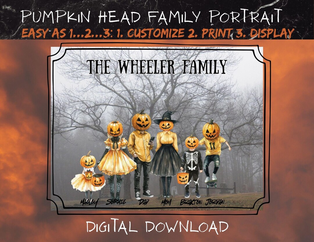 Personalized Pumpkin Family Portrait: Custom Halloween Digital Print ...