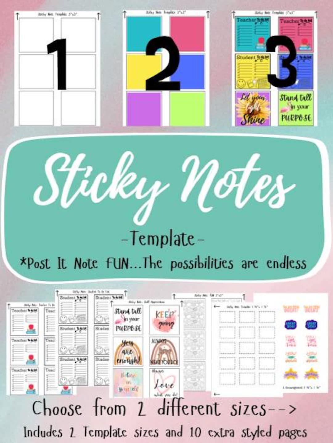 Post-it Note Templates | Printable Sticky Note Designs | Instant ...