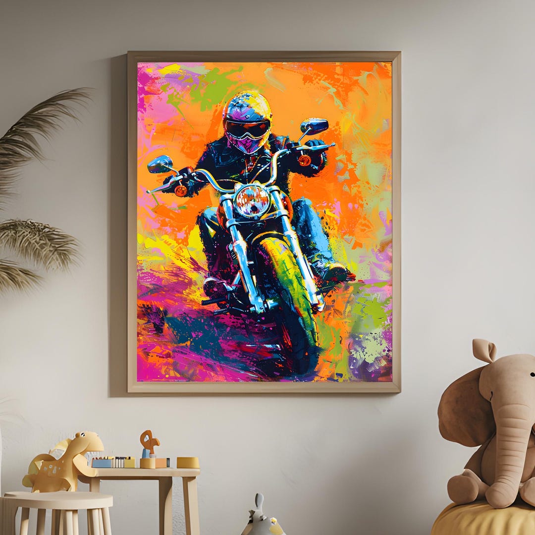 Motorbike and Rider Rolled Posters, Wall Art, Home Decor, Gift for ...