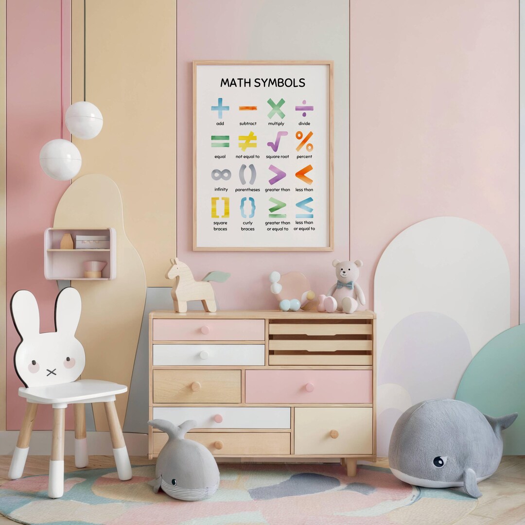 Colorful Math Symbols for Homeschooling & Preschool - Educational Wall ...