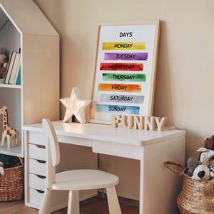 Days of the Week Educational Poster. Classroom, Playroom, Nursery ...