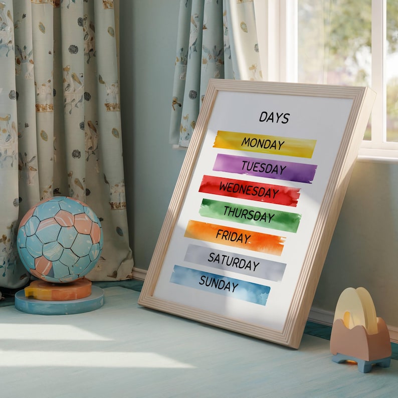 Days of the Week Educational Poster. Classroom, Playroom, Nursery ...