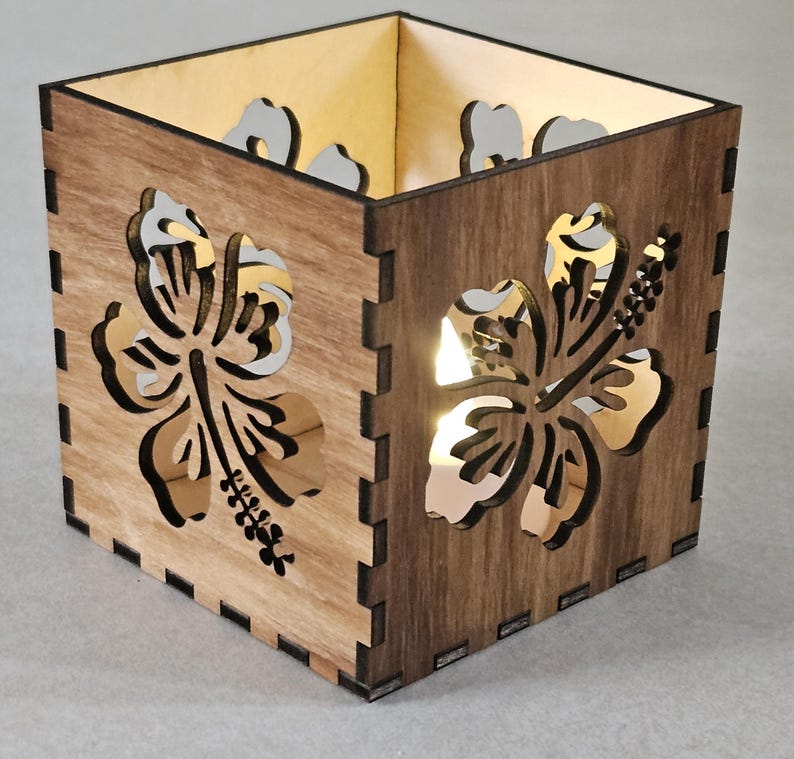 Laser Cut Wood Tealight/votive Lantern - Etsy