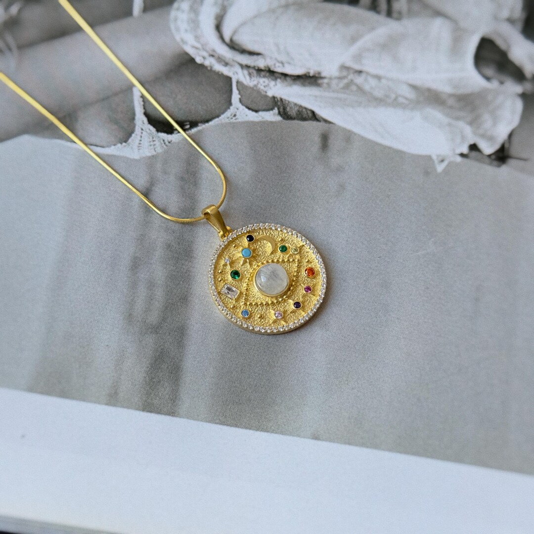 Birthstone Zodiac Pendant Necklace - Celestial Amulet With White Opal ...